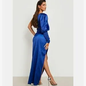 Boohoo | Dresses | Stunning One Shoulder Side Ruched Maxi Dress With ...